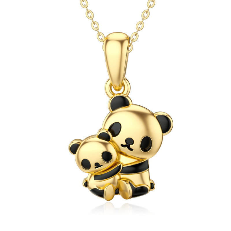 Sterling Silver Cubic Zirconia Panda & Moon Pendant Necklace