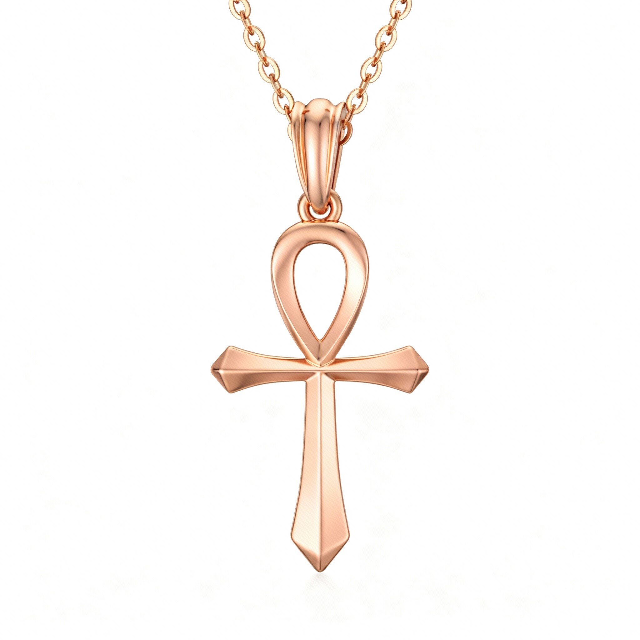 10K Rose Gold Cross Pendant Necklace