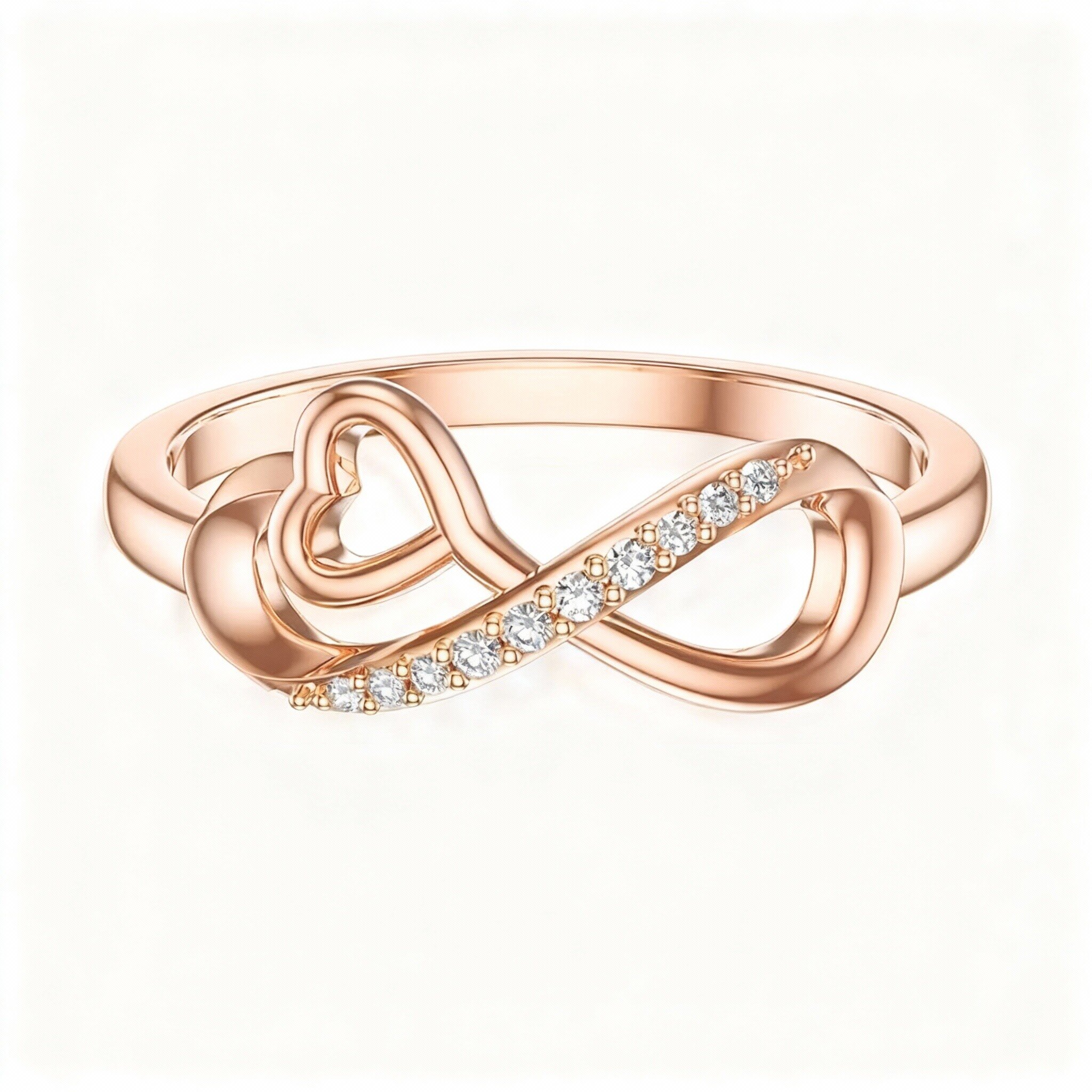 18K Rose Gold Moissanite Infinity Symbol Ring
